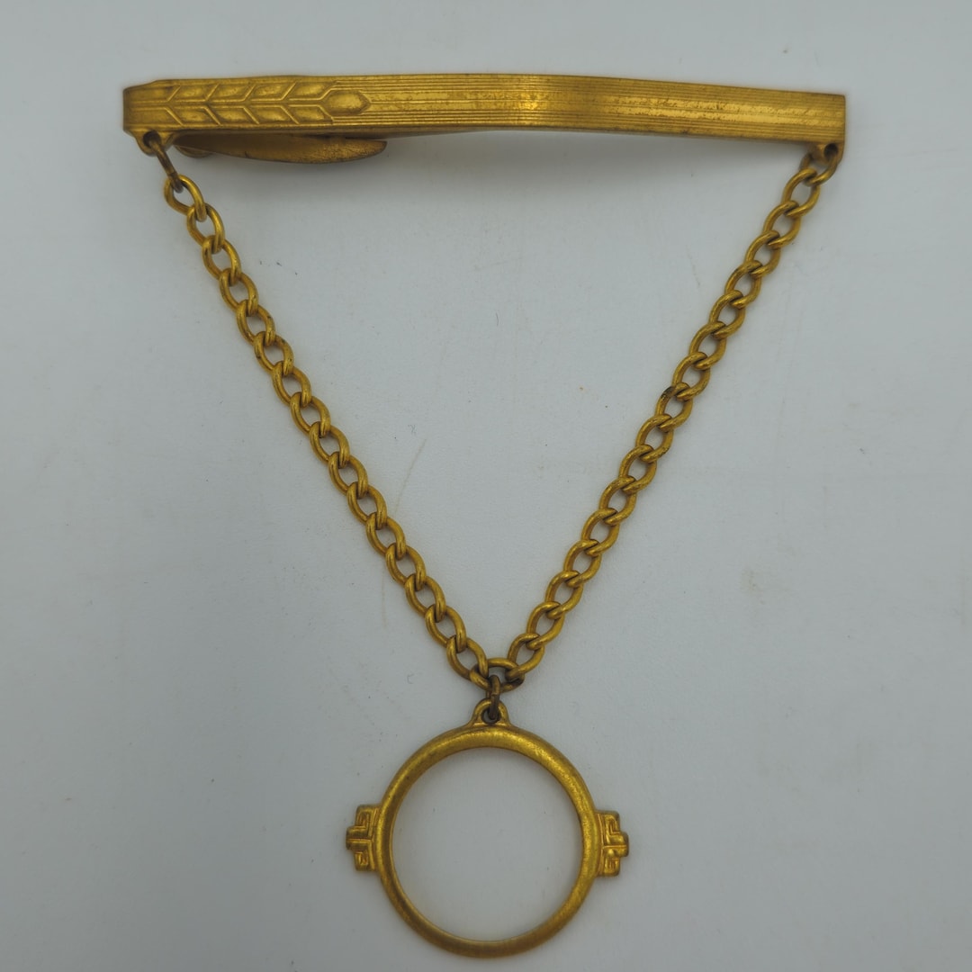Vintage Brass Tie Clip Chain, Mid Century 1950s Tie Bar Gold Toned, Men ...