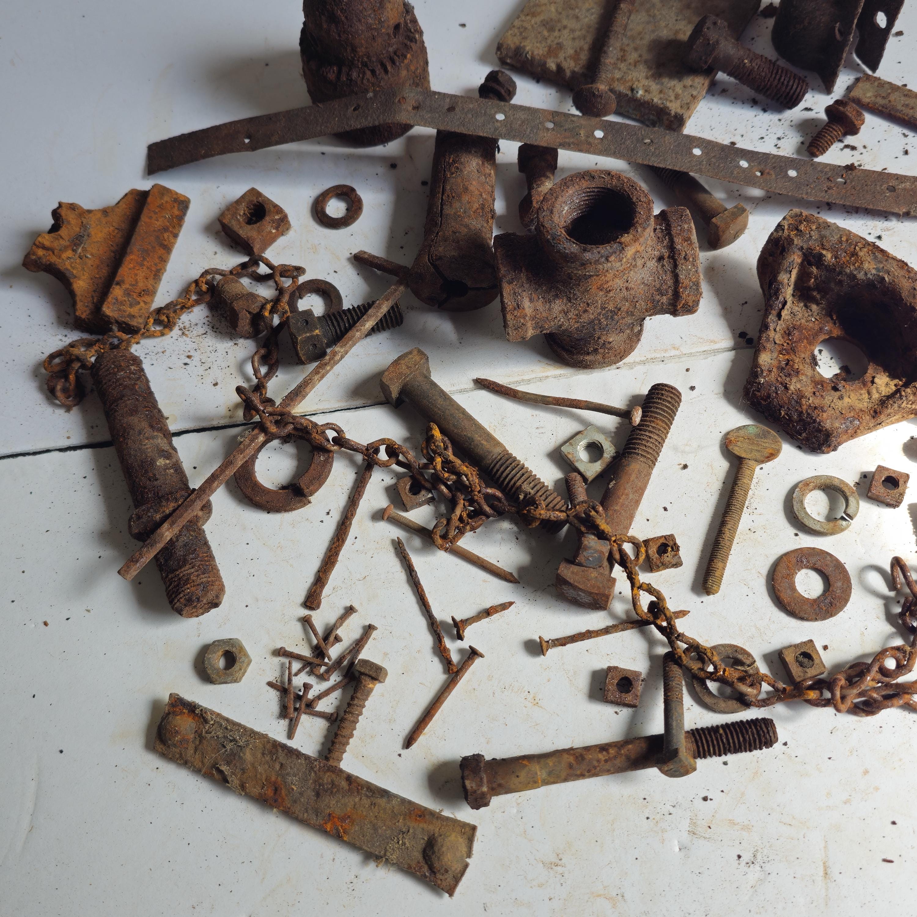 50 Pieces of Rusted Metal Assemblage, Unique Group of Rusty Iron, Old ...