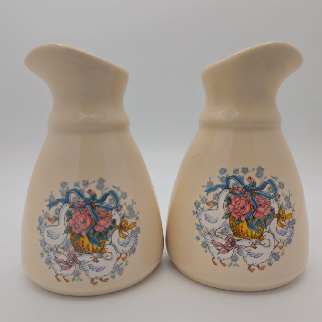 Vintage Ceramic Goose Pitchers: French Country Kitchen Decor, Set of 2 ...