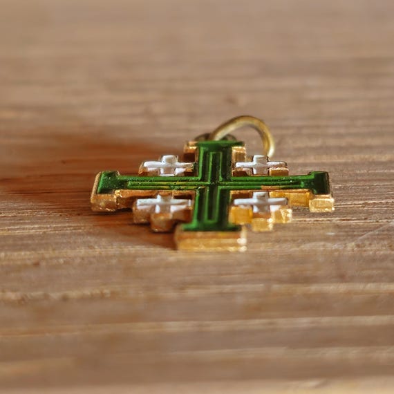Vintage Religious Jerusalem Five Fold Cross Gold Tone… - Gem
