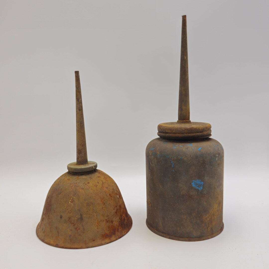 Antique Oil Cans, Unique Group of Rusty Metal, Old Rusty Jugs, Farm ...