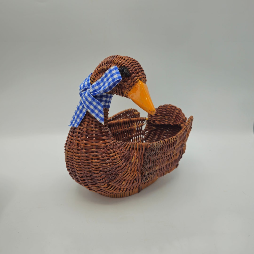 Vintage Duck Wicker Basket Woven Rattatan, Plant Basket for French ...