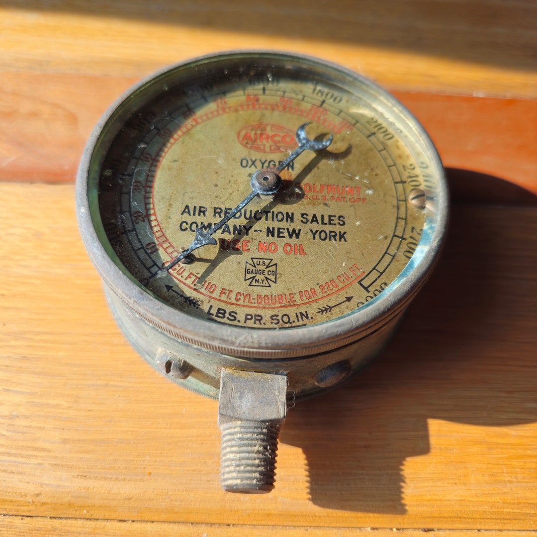 Antique Pressure Gauge AIRCO Brass, Steampunk Industrial Salvage, Old ...