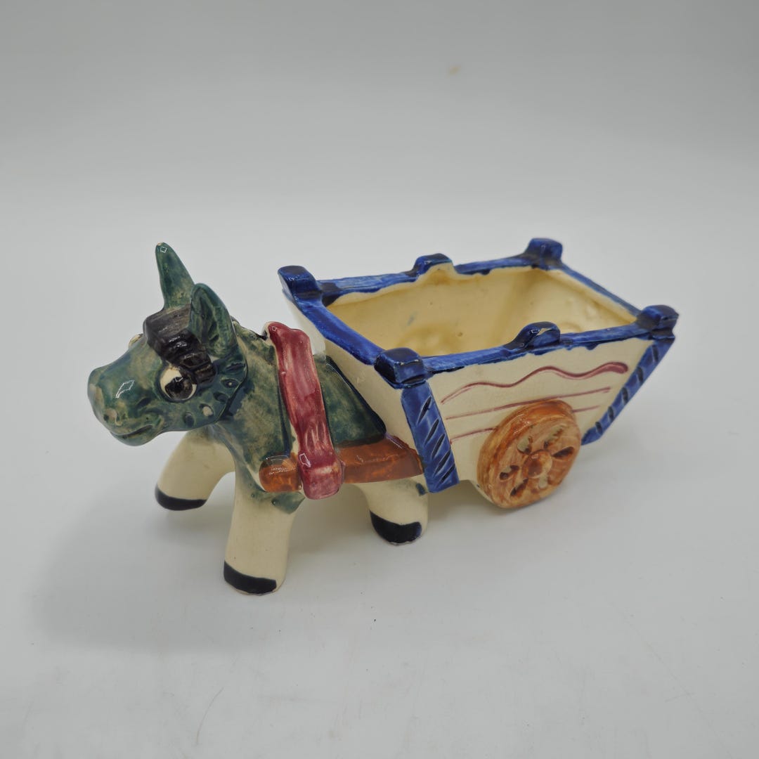 Vintage Cute Ceramic Donkey Planter, Nursery Farmhouse Decor for ...