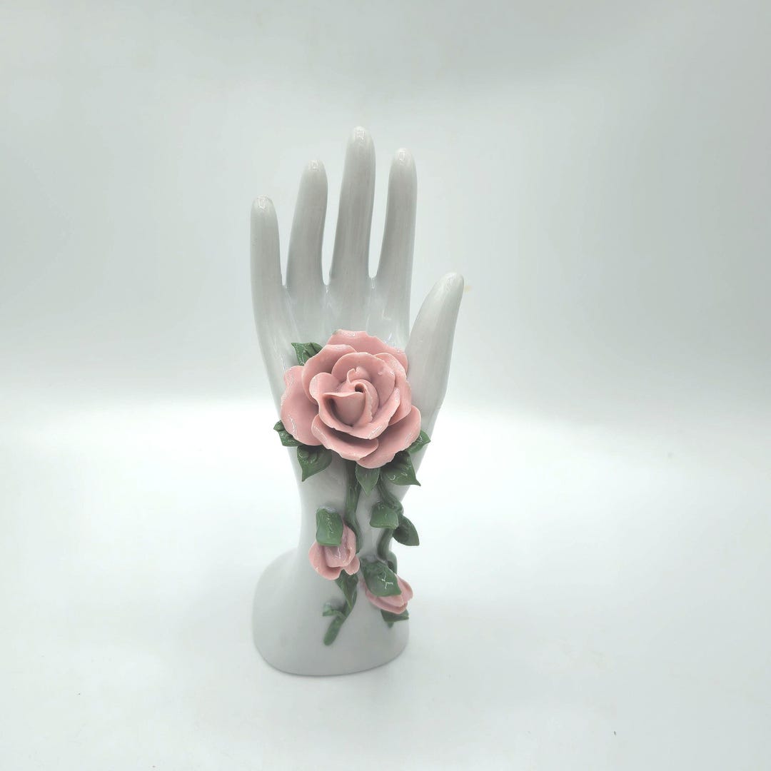 Vintage Ceramic Hand Ring Holder, Engagement Ring Holder, Wedding ...