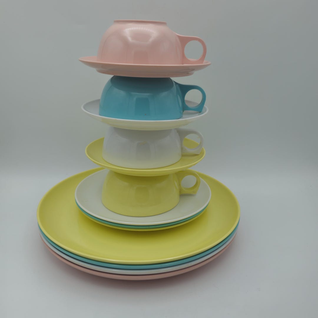 Vintage MELMAC Plates and Bowls Set of 4 ~ Vintage Dinnerware for 4 ...