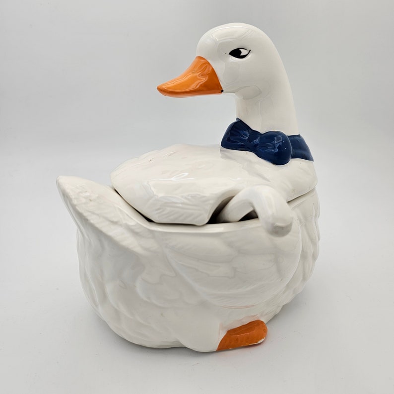 Vintage Goose Small Soup Tureen With Ladle, Gravy Boat, French Country ...