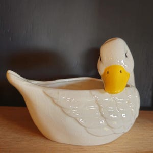 Vintage Cute Ceramic Duck Planter, Duck Nursery Farmhouse Decor for ...