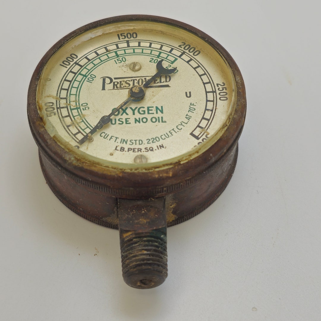 Antique Pressure Gauge Prestoweld Brass, Steampunk Industrial Salvage ...