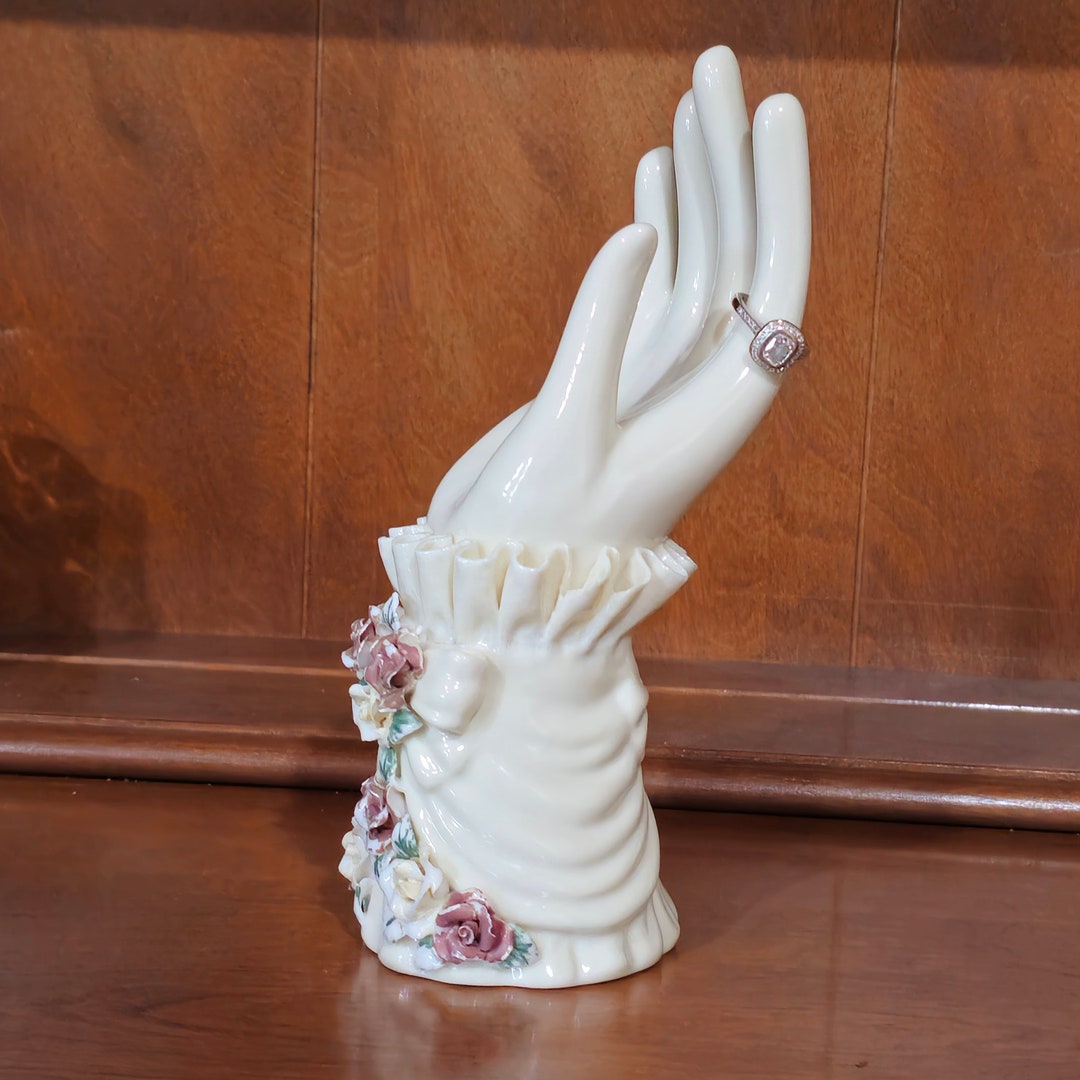 Vintage Ceramic Hand Ring Holder, Engagement Ring Holder, Wedding ...