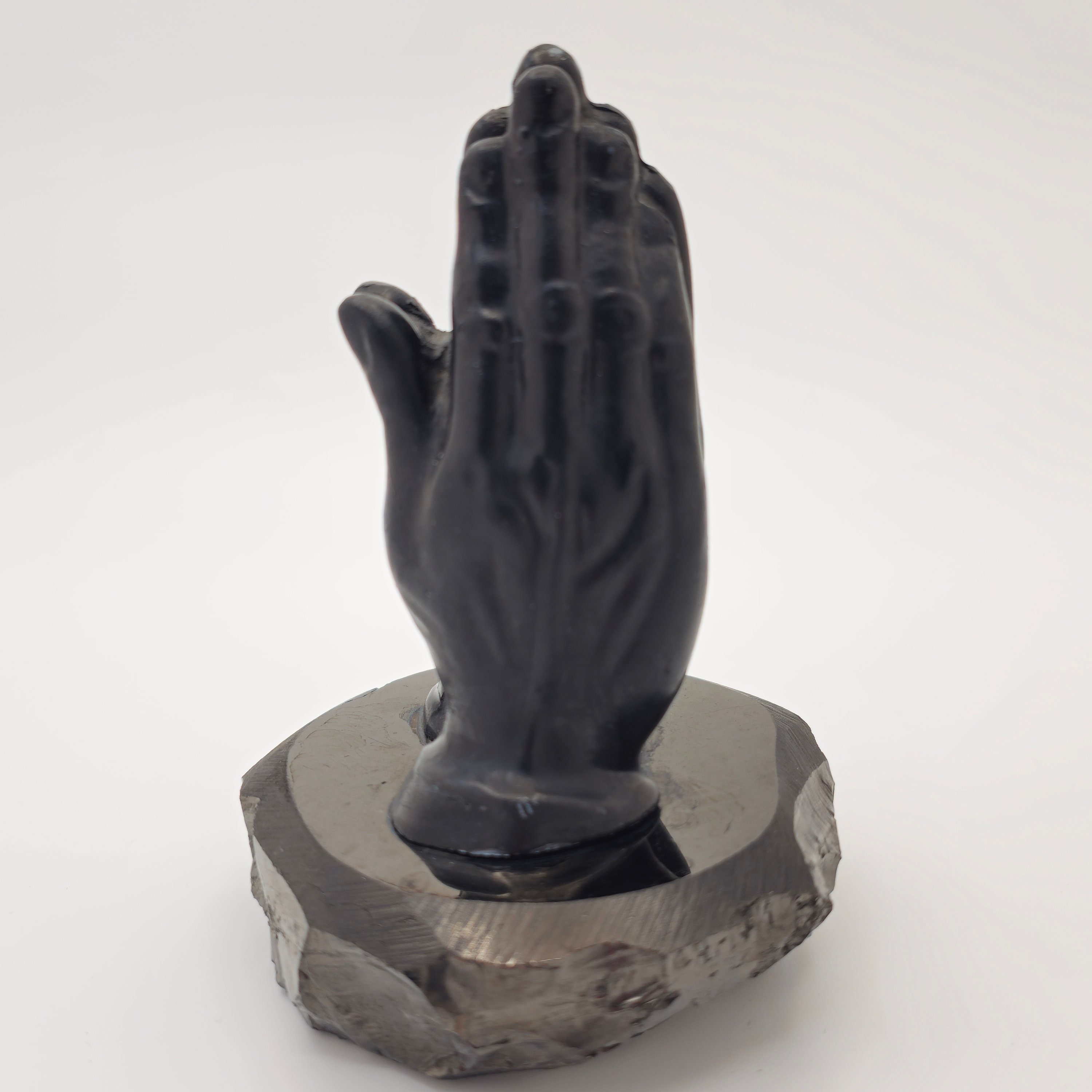 Vintage Small Black Praying Hands Statue, Granite Like Stone Figurine ...