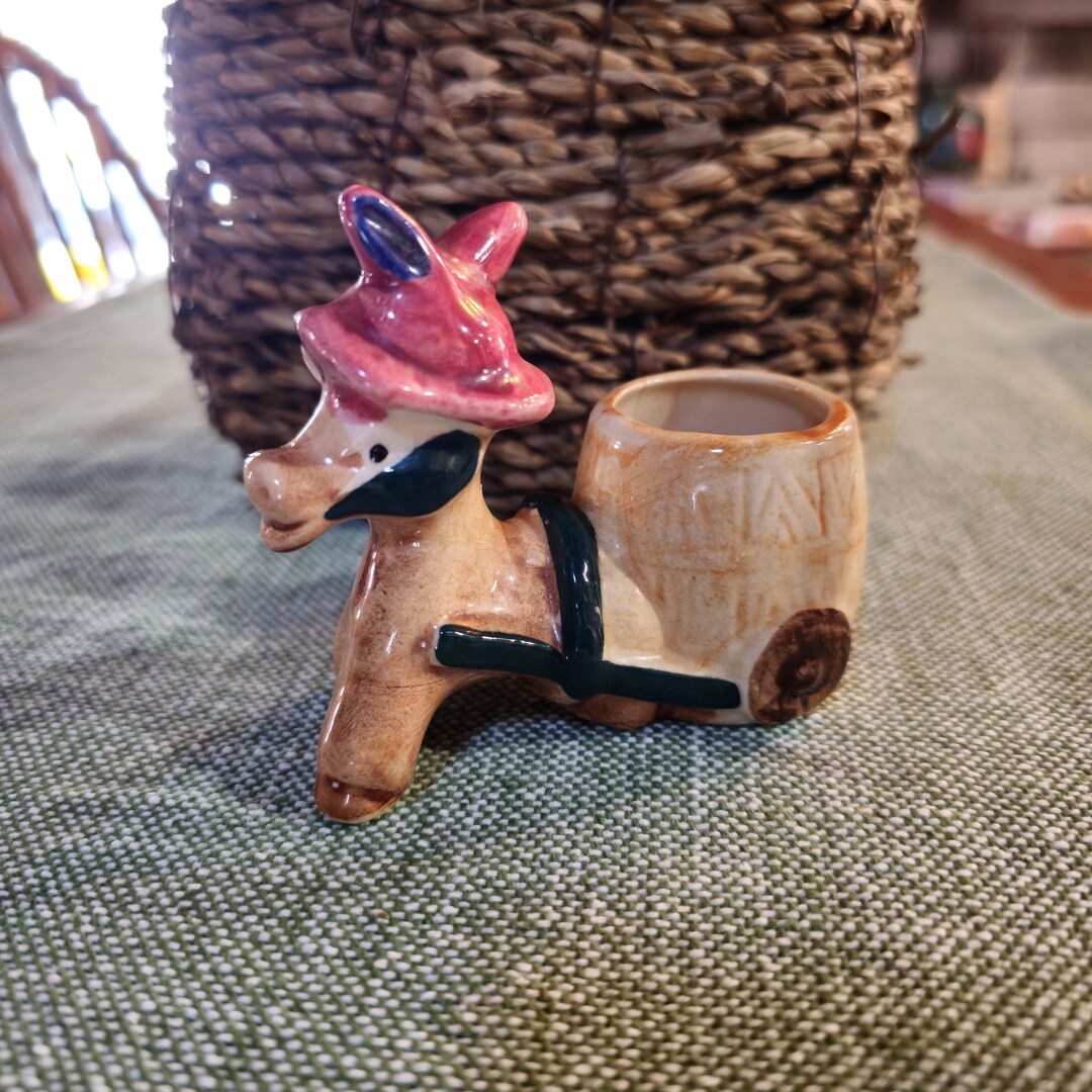 Vintage Small Ceramic Donkey Planter, Nursery Farmhouse Decor for ...