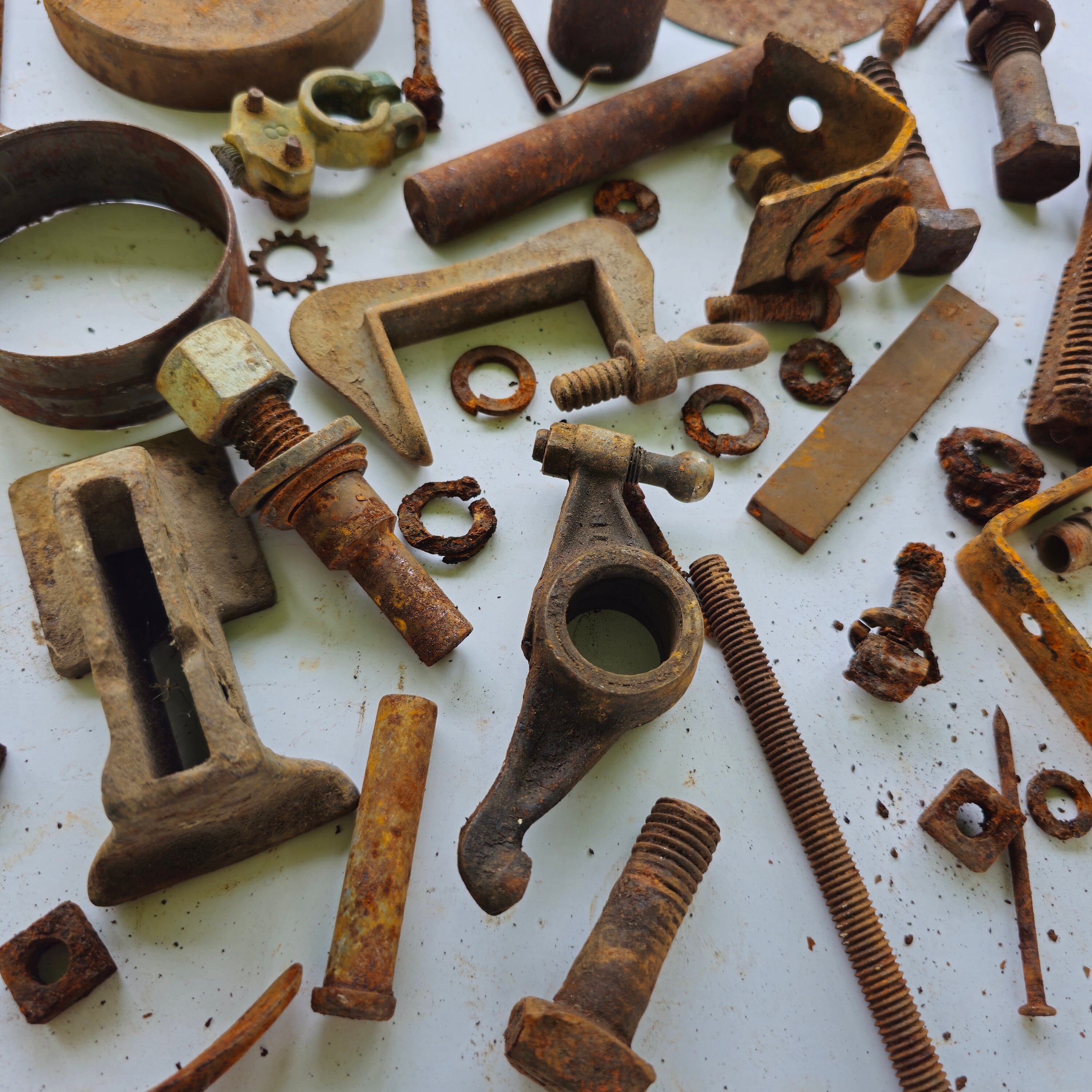 50 Pieces of Rusted Metal Assemblage, Unique Group of Rusty Iron, Old ...
