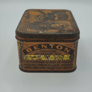 Vintage Metal Tin, Old Benton Metal Storage Container, Mancave Bar ...