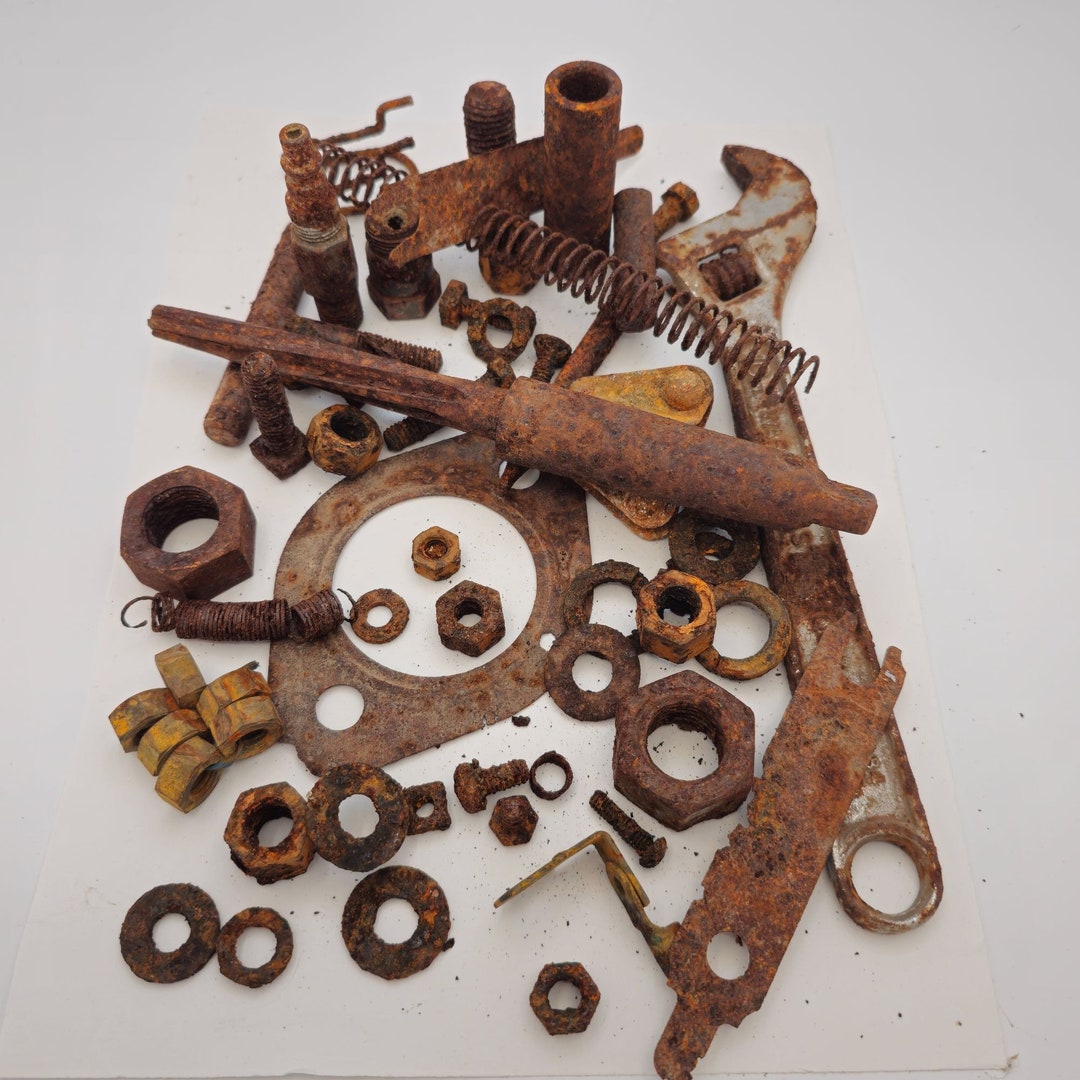 50 Pieces of Rusted Metal Assemblage, Unique Group of Rusty Iron, Old ...