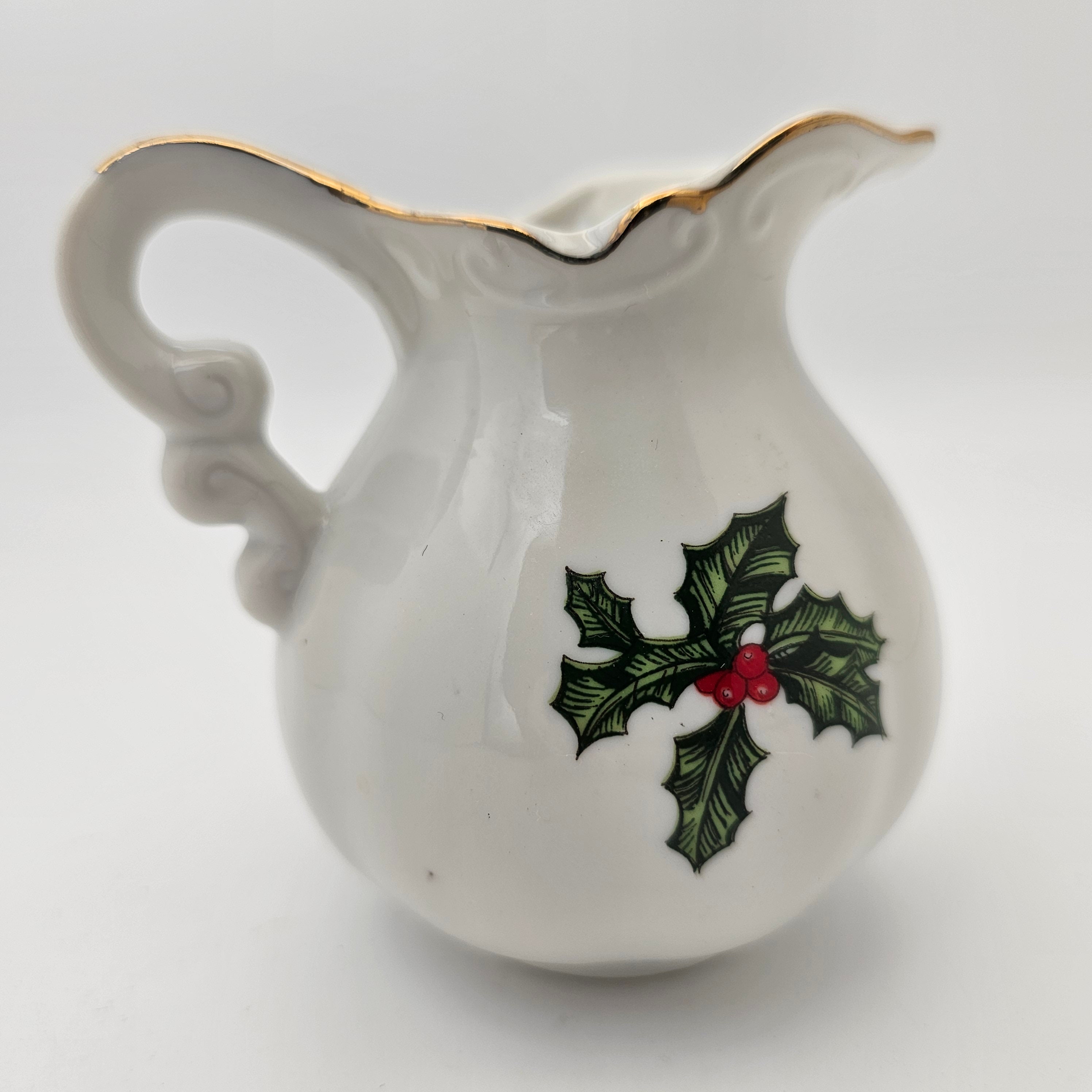 Ceramic Hand Painted Red Cardinal Small Pitcher, Sauce Holder, Holiday ...