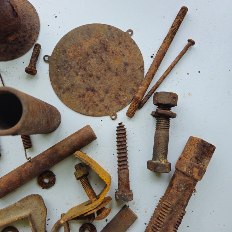50 Pieces of Rusted Metal Assemblage, Unique Group of Rusty Iron, Old ...