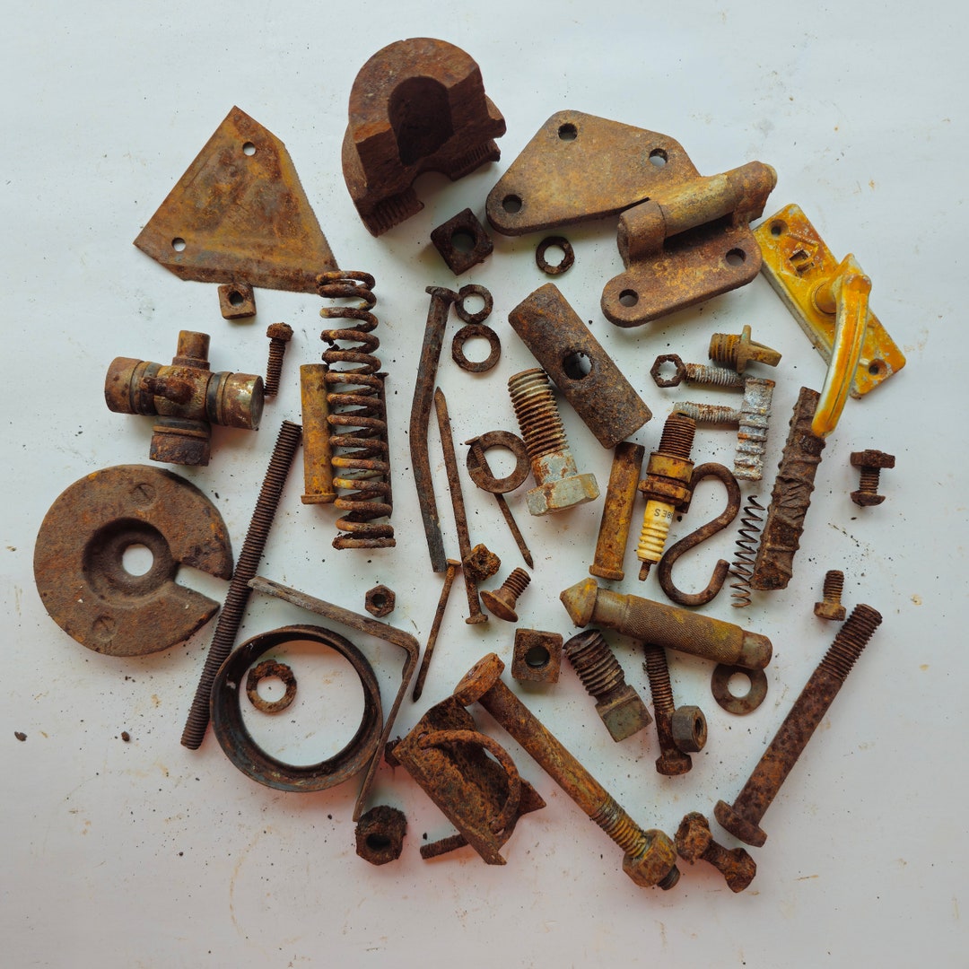 50 Pieces of Rusted Metal Assemblage, Unique Group of Rusty Iron, Old ...