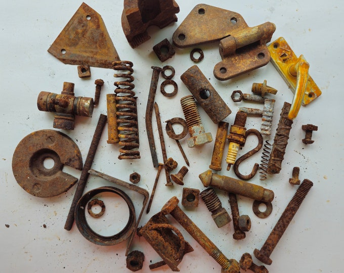 50 Pieces of Rusted Metal Assemblage, Unique Group of Rusty Iron, Old ...
