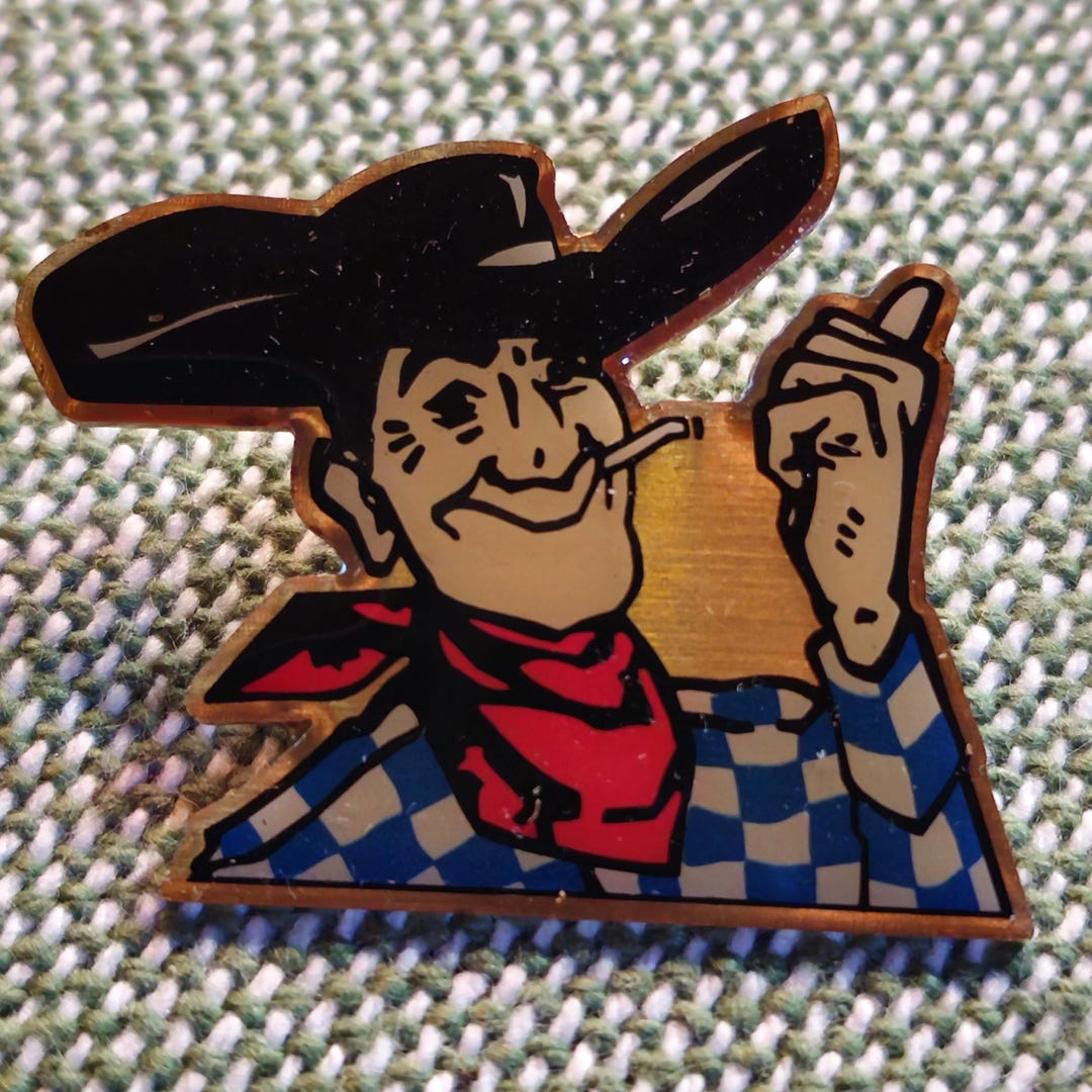 Vintage Smoking Cowboy Lapel Pin, Southwestern Tie Tack, Enamel Brooch ...