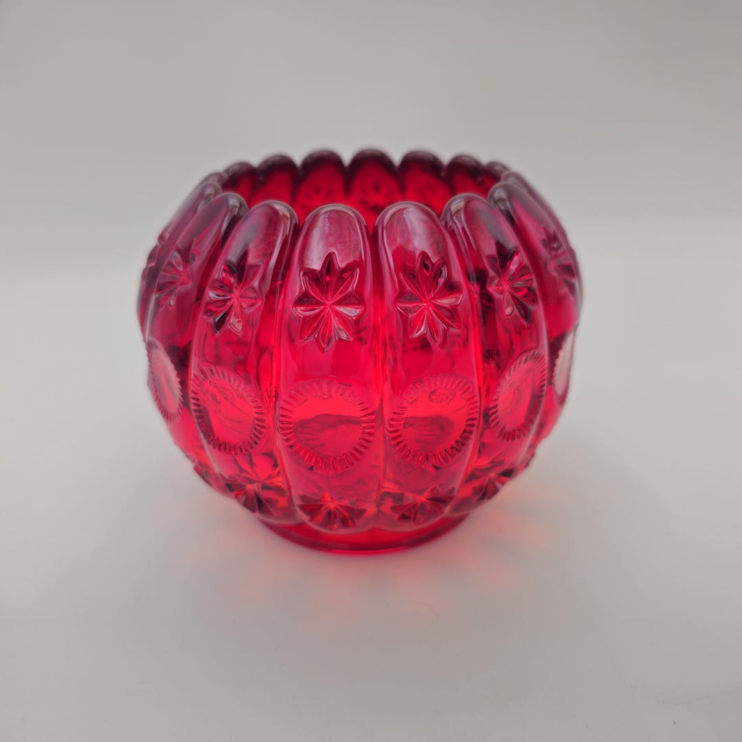 Vintage Fenton Ruby Red Moon and Stars Small Bowl, Red Trinket Dish ...