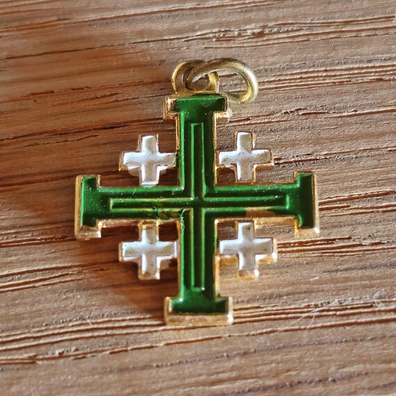 Vintage Religious Jerusalem Five Fold Cross Gold Tone… - Gem