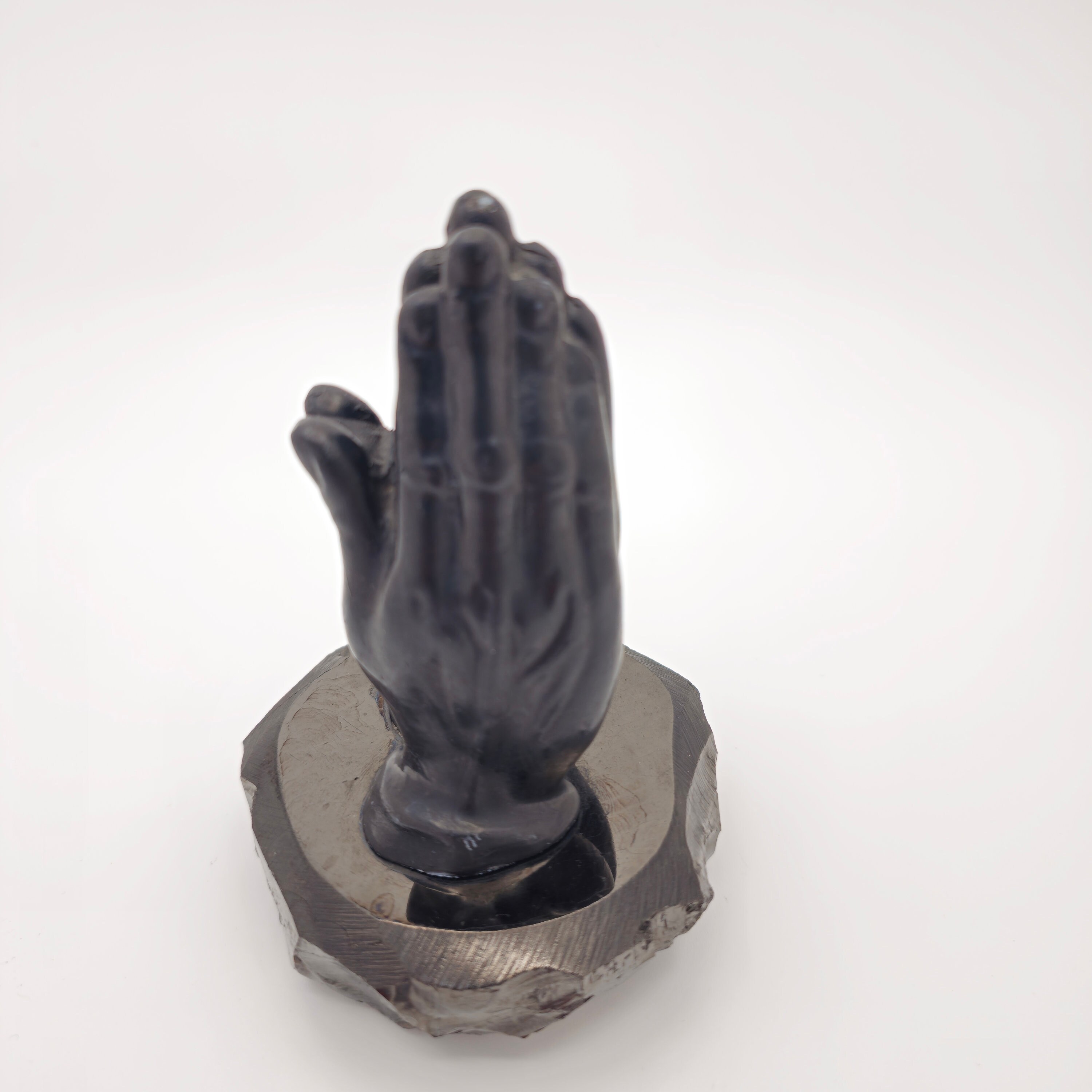 Vintage Small Black Praying Hands Statue, Granite Like Stone Figurine ...
