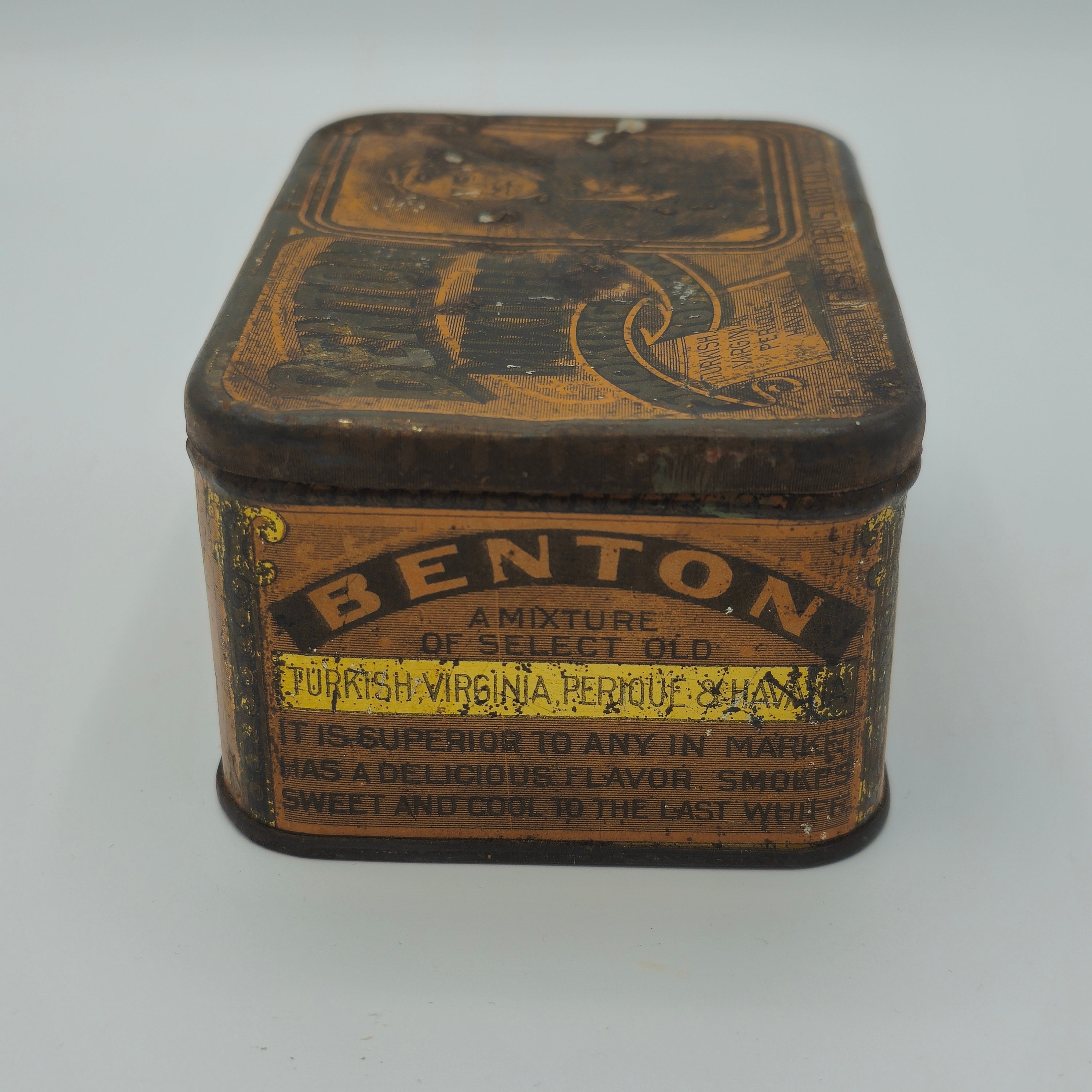 Vintage Metal Tin, Old Benton Metal Storage Container, Mancave Bar ...