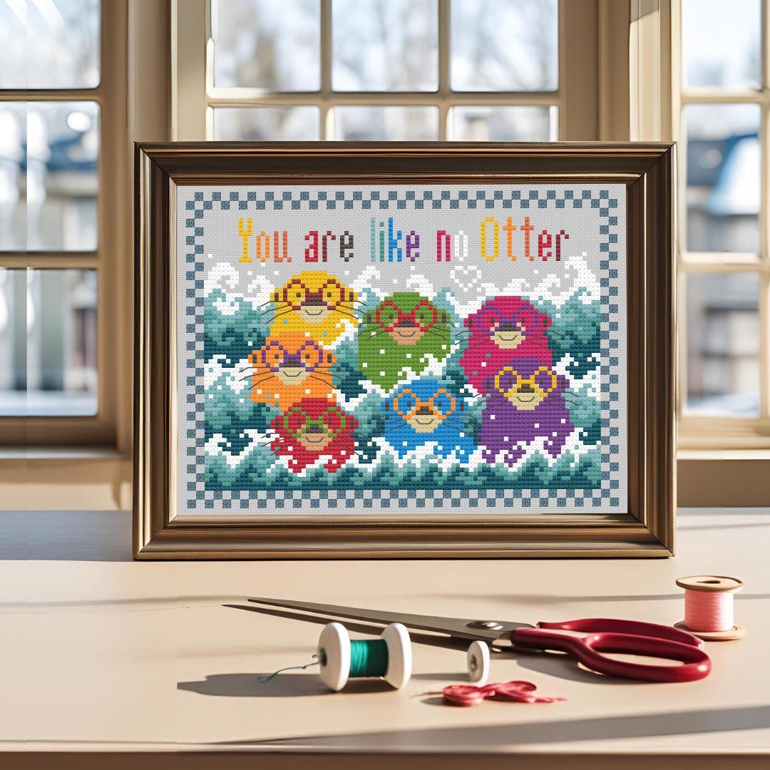 Rainbow Otters _ Cross Stitch Downloadable Chart - Etsy