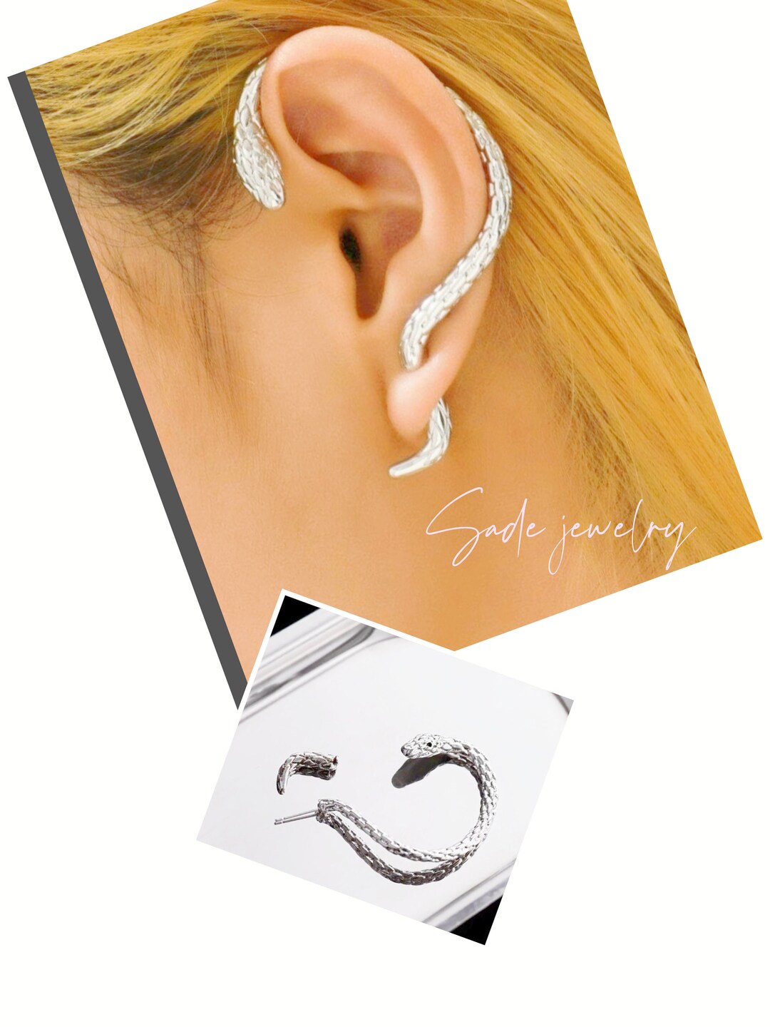 Snake Cartilage Gold Conch Serpent Earring Snake Ear Climber Earrings ...