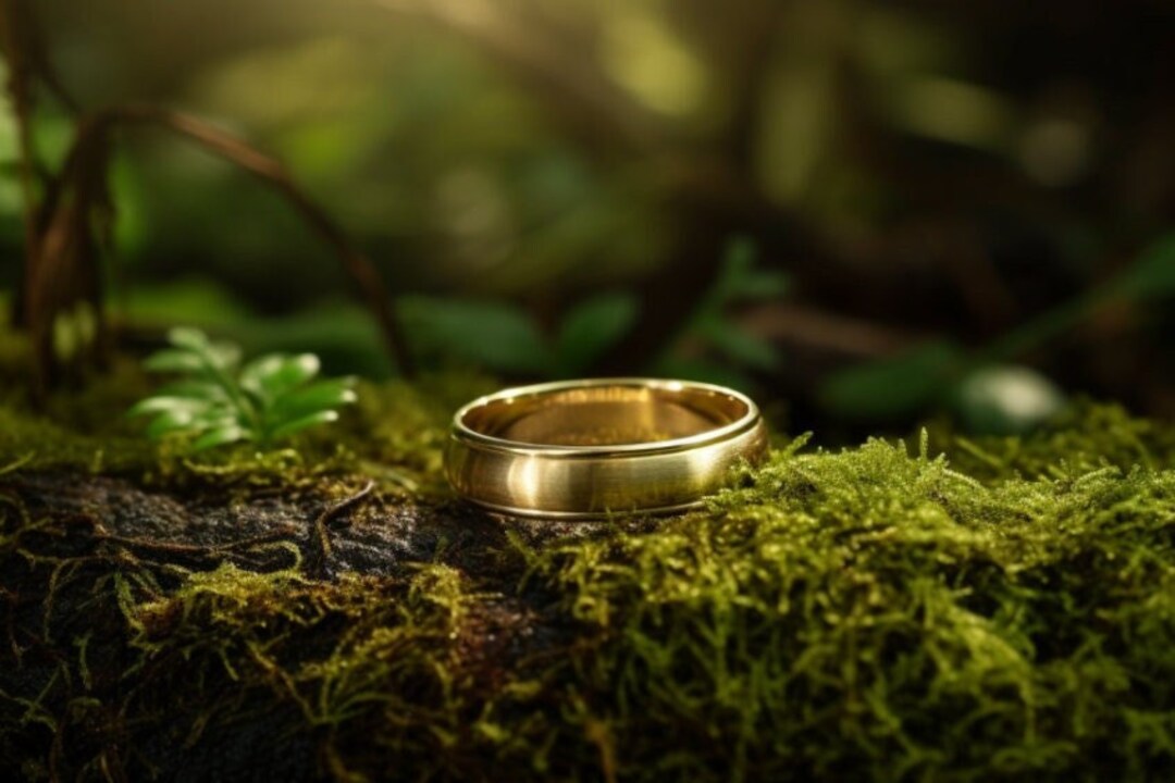 14K Solid Gold Dome Shaped Wedding Band With Round Edges in Yellow Rose ...