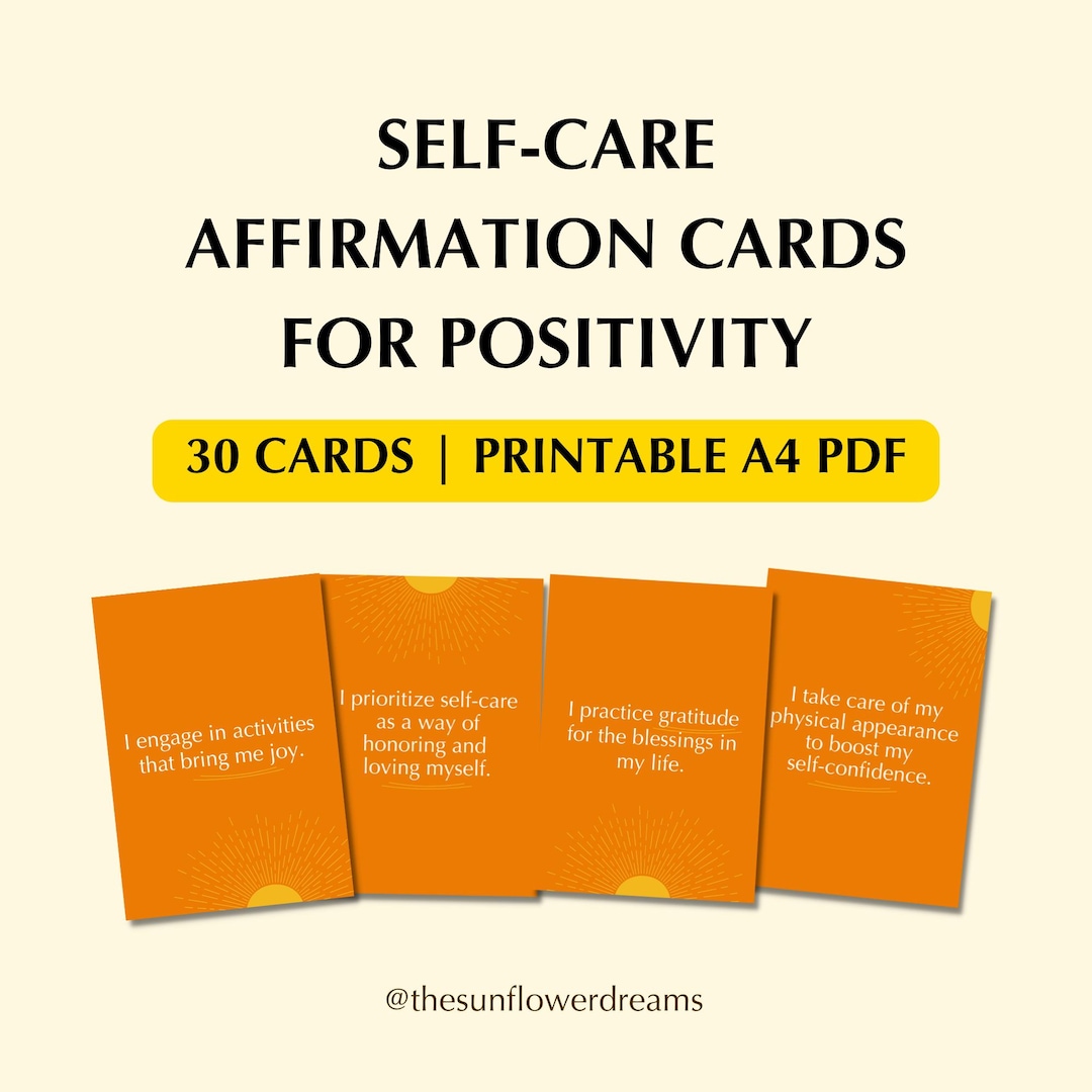 Self-care Affirmation Cards Printable | 30 Positive Prompts | Mental ...