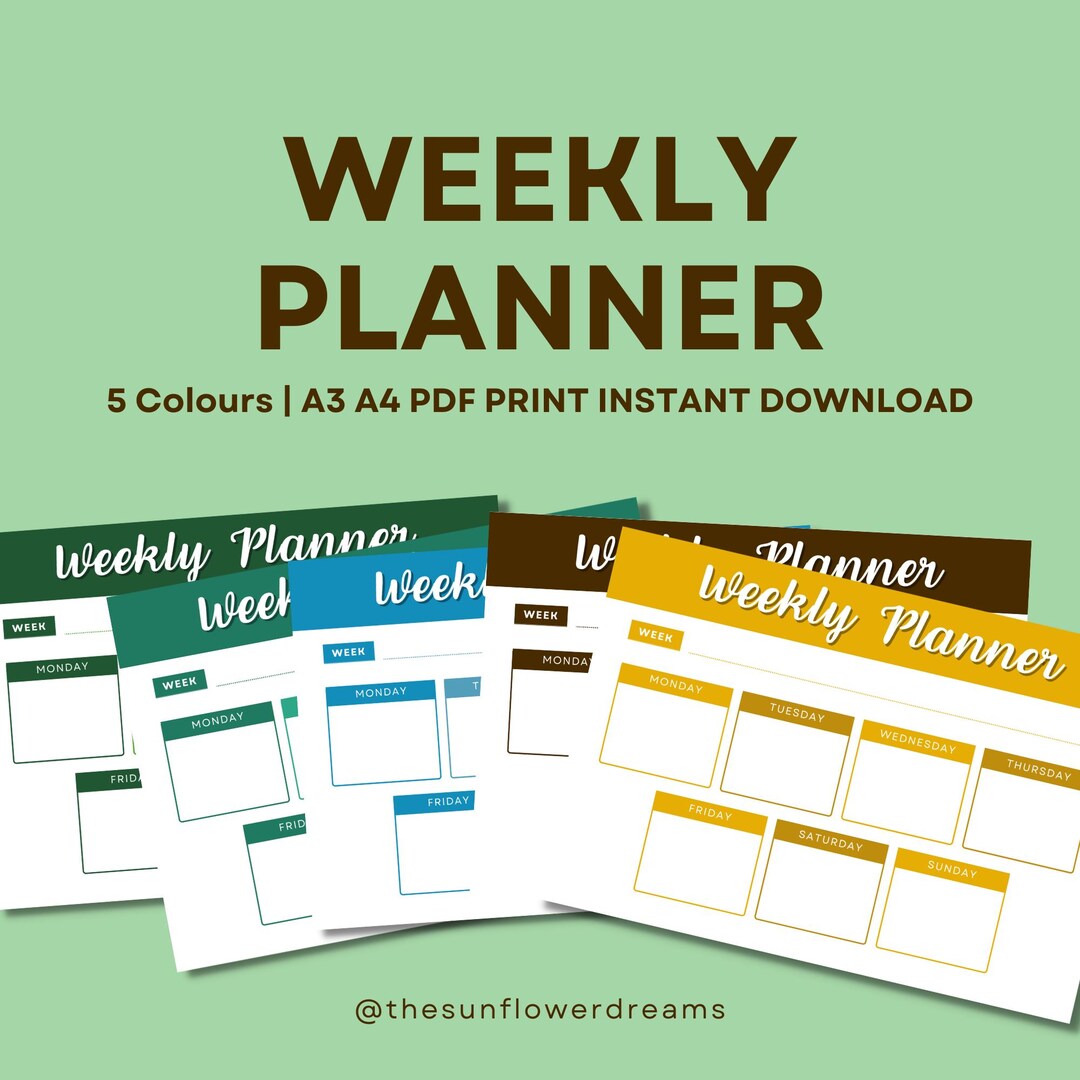 Digital Weekly Planner, Printable Weekly Planner Template, Minimalist ...