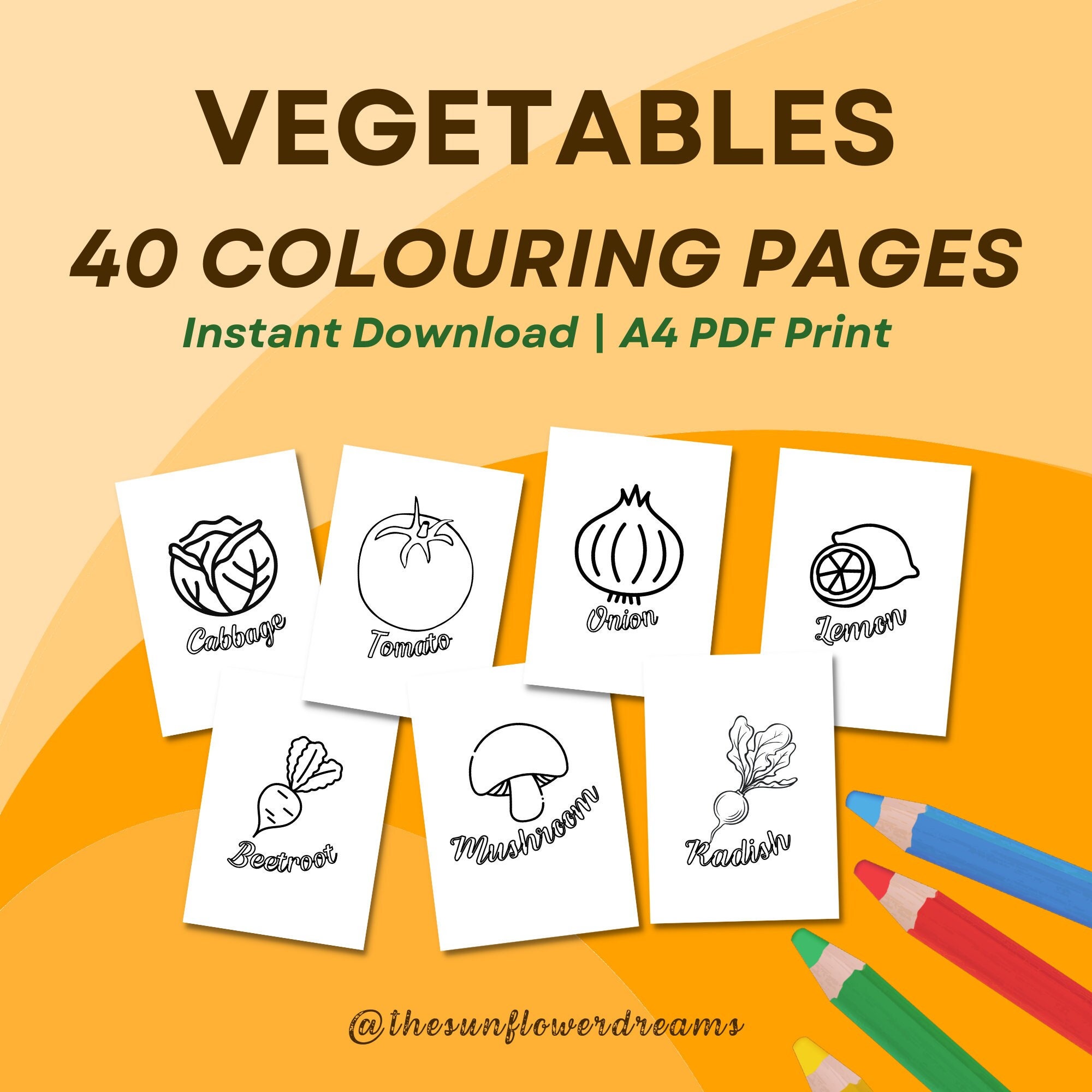 Printable Colouring Pages for Kids, Vegetable Colouring, Cute Coloring ...