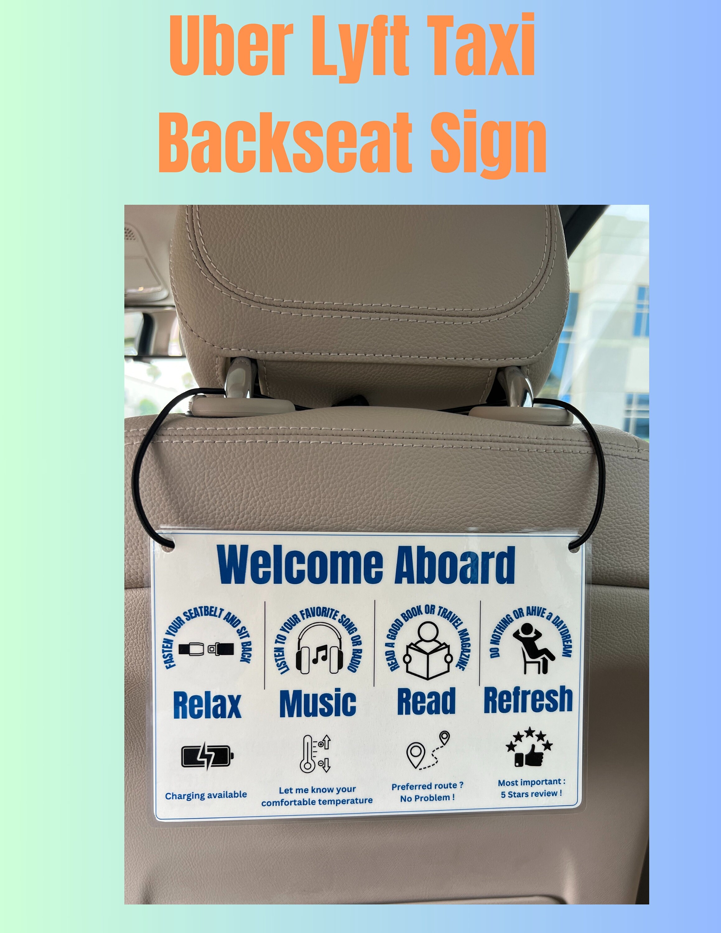 Uber Lyft Taxi Placard | Backseat Sign | Rideshare Sign | TIP and ...