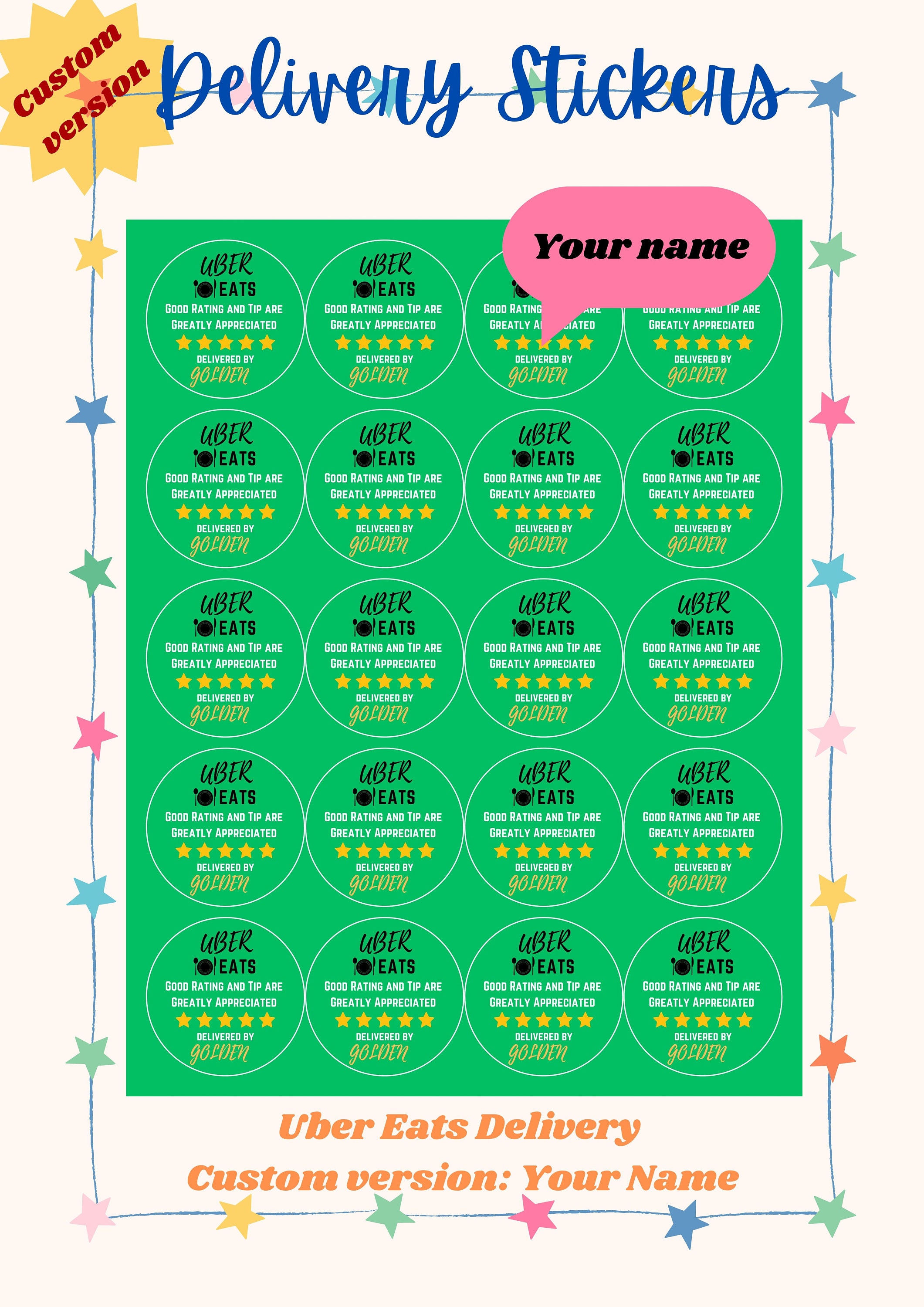 Uber Eats Sticker | Uber Cute Sticker | Food Delivery Sticker ...