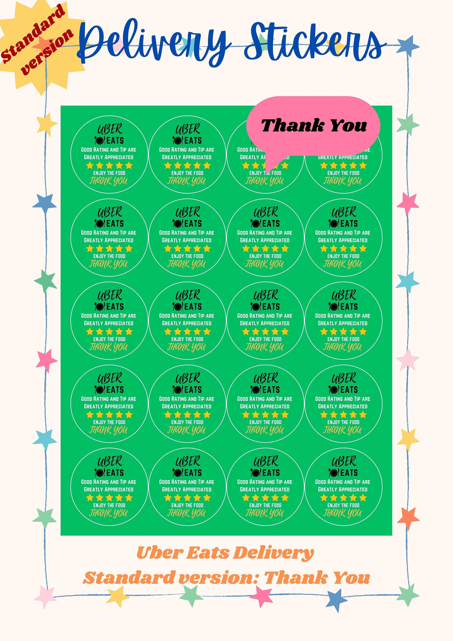 Uber Eats Sticker | Uber Cute Sticker | Food Delivery Sticker ...