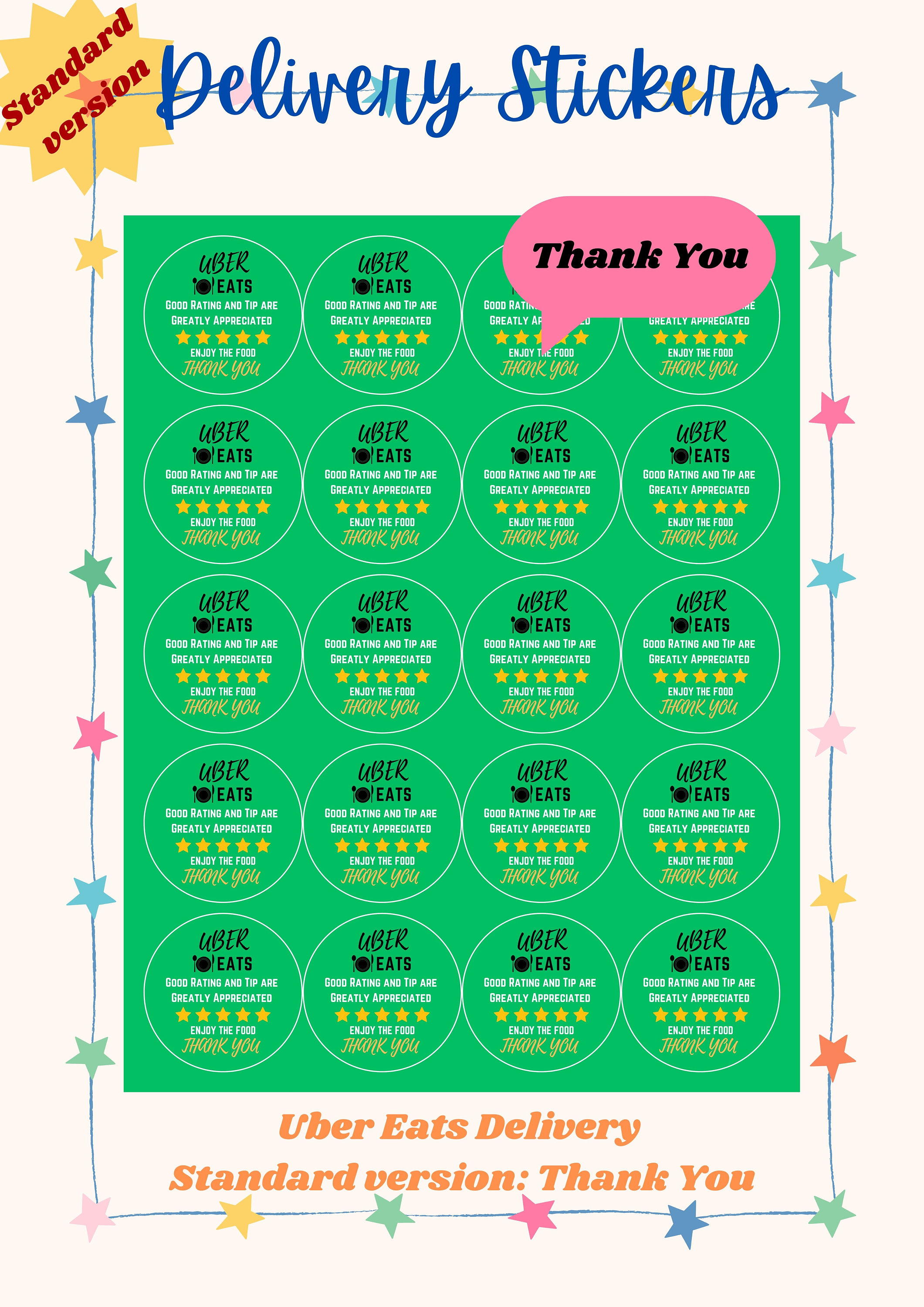 Uber Eats Sticker Uber Cute Sticker Food Delivery Sticker Delivery ...