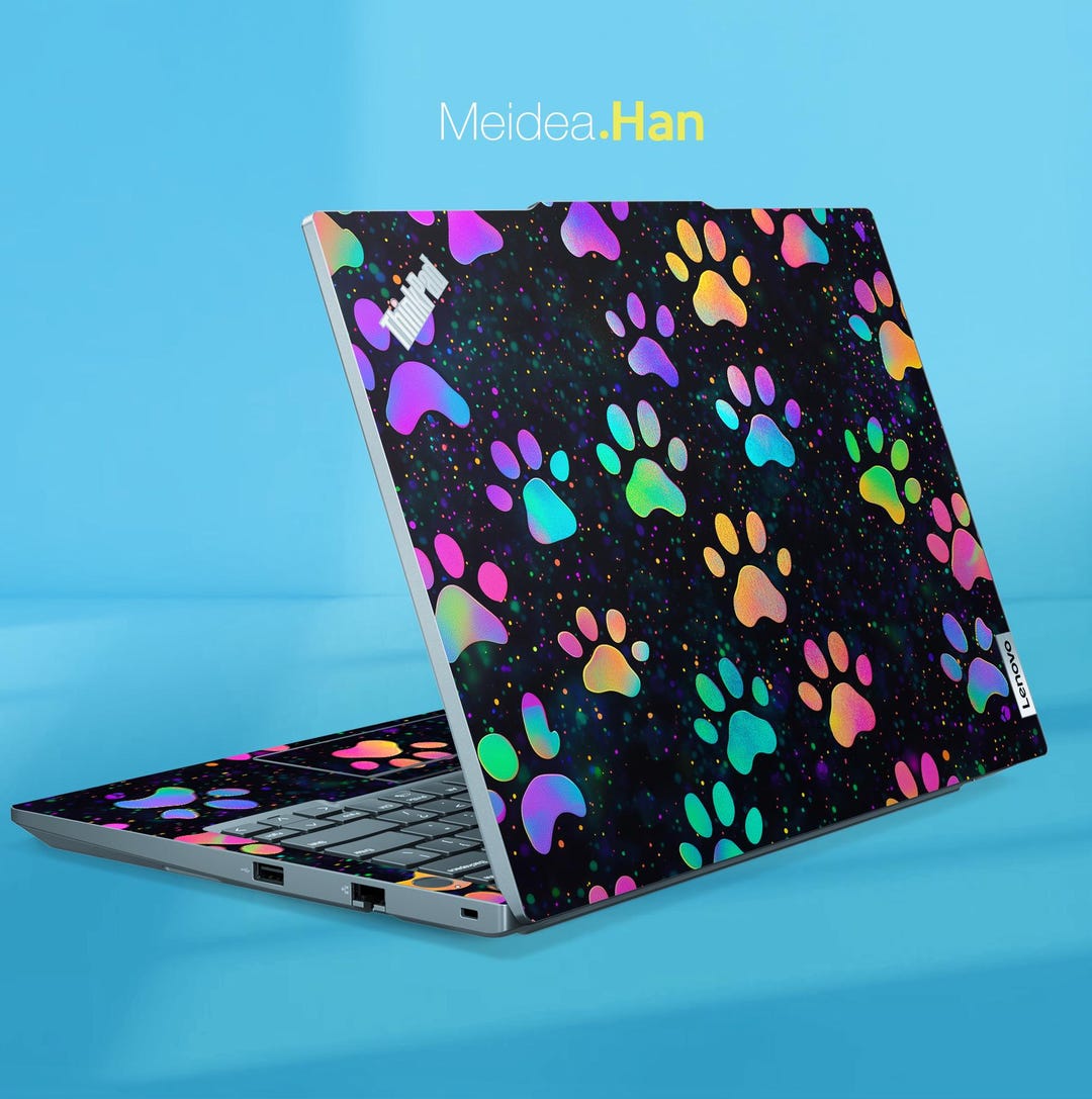 Laptop Decal Thinkpad X13 2-in-1 Gen 5 Vinyl Decal Custom Color Dog Paw ...