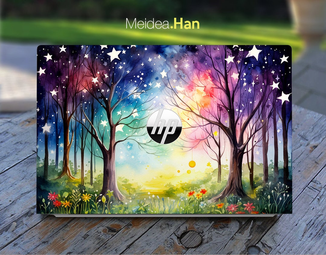Custom Laptop Skins Hp Decals Personalised Watercolor Forest Design ...