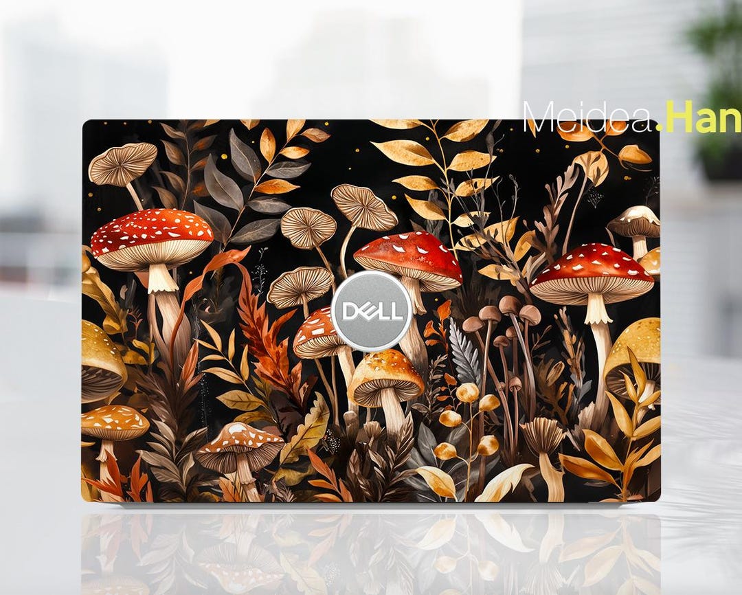 Dell Laptop Skin 16inch Logo Protection Accessory Red Mushroom Design ...
