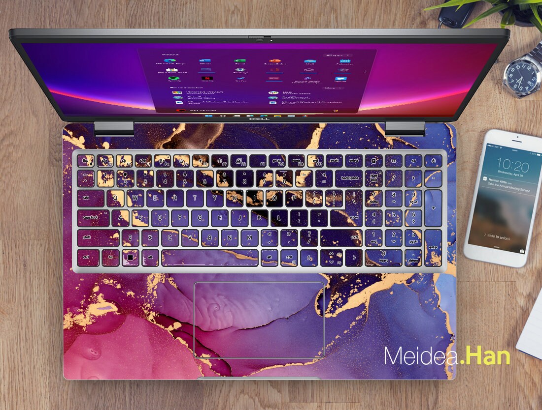 Hp Laptop Skin Elitebook Personalized Customizable Purple Marble Vinyl ...