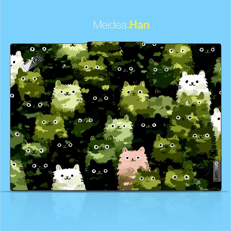 Laptop Decal Thinkpad E14 Gen 2 Vinyl Decal Custom Camouflage Cat Skin ...