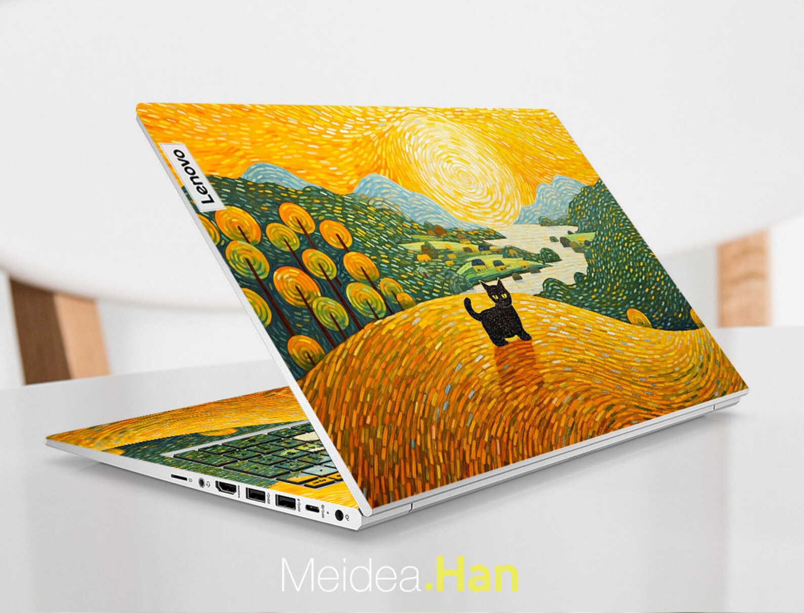 Custom Laptop Skin Lenovo Yoga Personalization Golden Yellow Cartoon ...