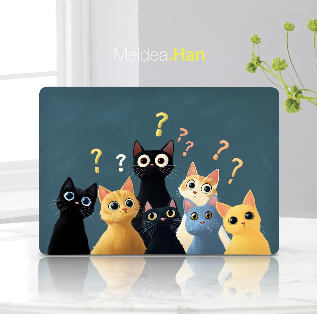 MacBook Vinyl Decal Custom Gift for Her Unique Gift Question Mark Cat ...