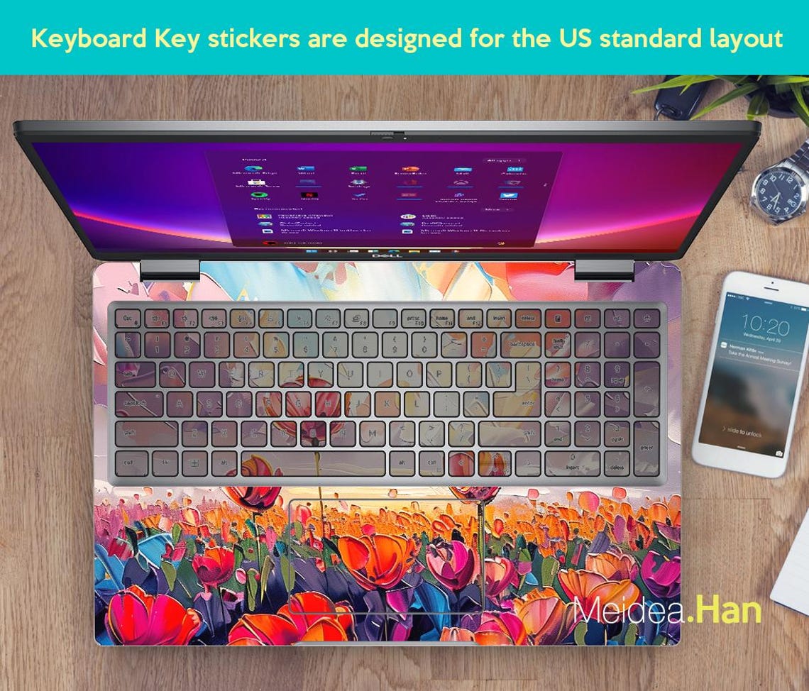 Hp Laptop Skin Back to School Unique Art Gift Pink Flowers Patterns Oil ...