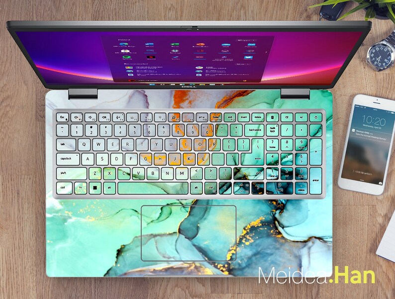 Personalized Dell 15 Inch Laptop Skins Decal Colorful Marble - Etsy