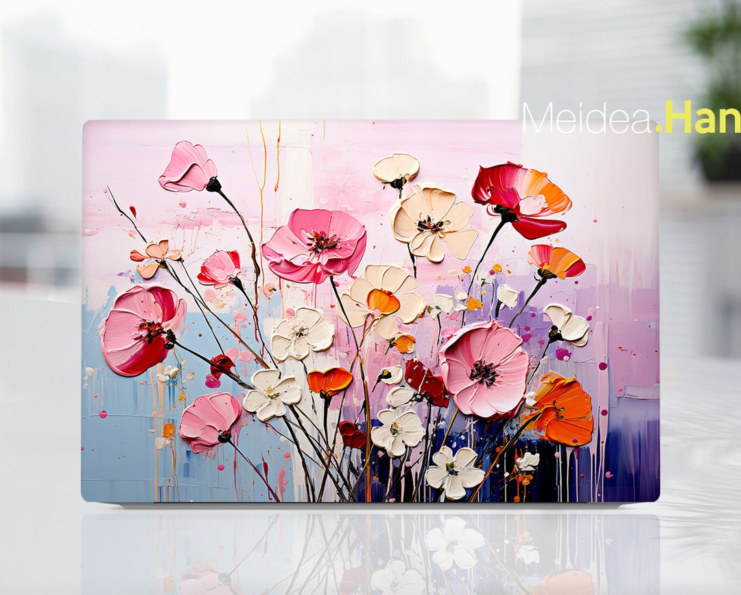 Custom Laptop Skin Dell Decals Personalization Gift Pink Flowers ...