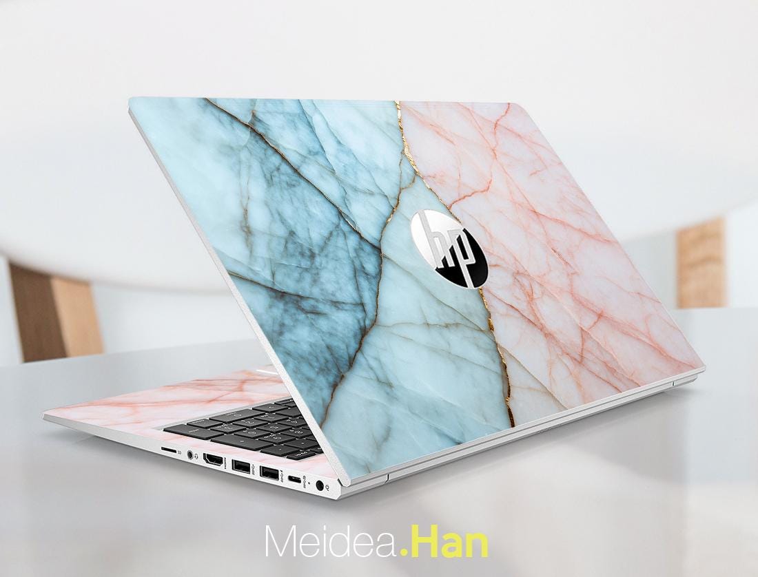 Hp Envy X360 16-AD Laptop Skin Personalized Sticker Light Marble Design ...