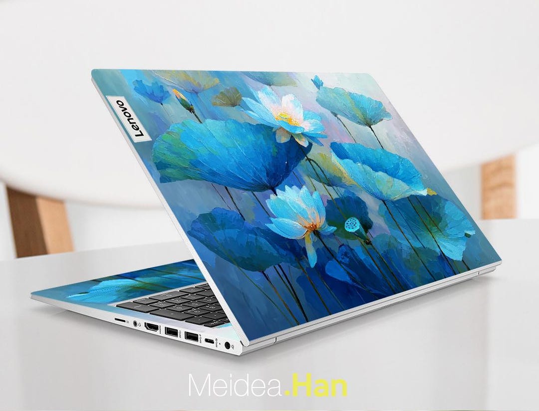 Lenovo Thinkpad T14 Gen 4 Skin Art Sticker Custom Decal Blue Lotus ...